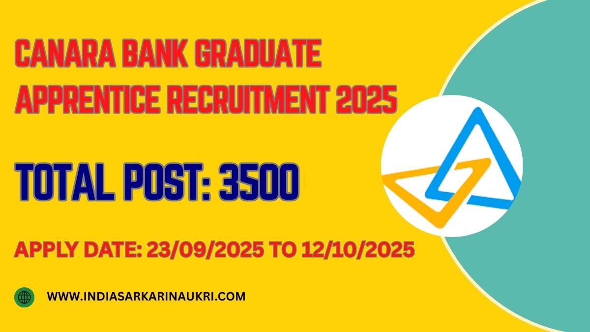 Canara Bank Graduate Apprentice Recruitment 2025 Apply Online for 3500 ...